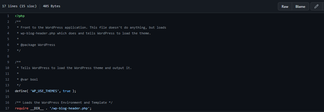 What is WordPress index.php?